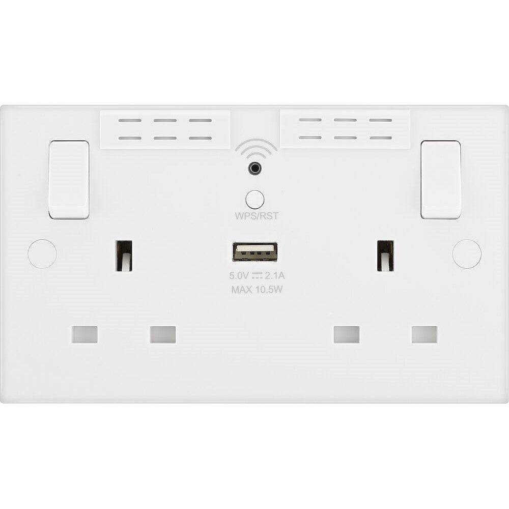 BG White Moulded Square Edge Wi-Fi Extender USB Socket 922UWR | RS ...