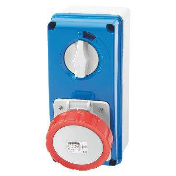 Gewiss Vertical Interlocked Socket IP67 32A 3P N & E 415V GW66220N | RS ...