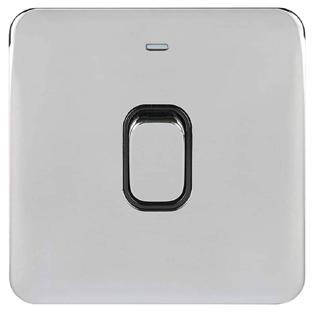 Schneider Lisse Deco Polished Chrome 20A Double Pole Switch Neon ...