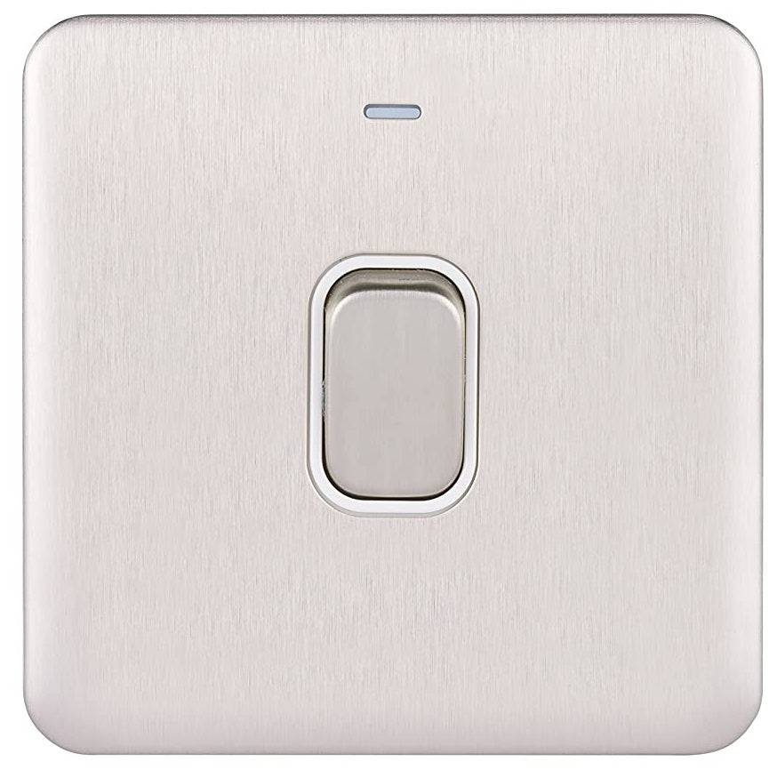 Schneider Lisse Deco Stainless Steel 20A Double Pole Switch Neon ...