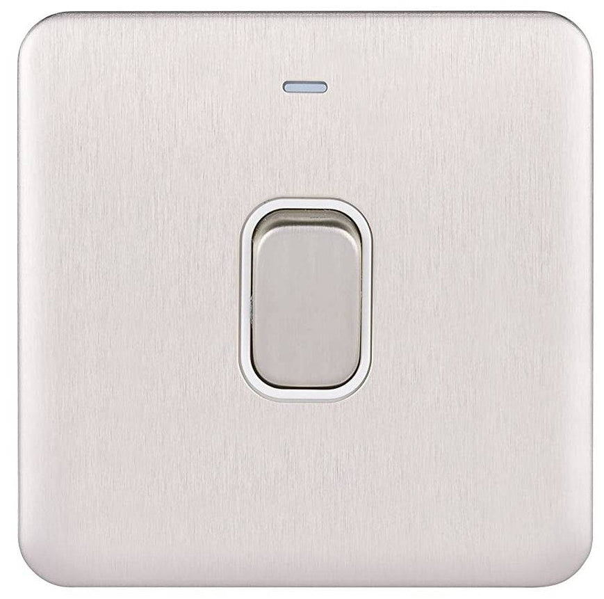 Schneider Lisse Deco Stainless Steel 20A Double Pole Switch Neon ...