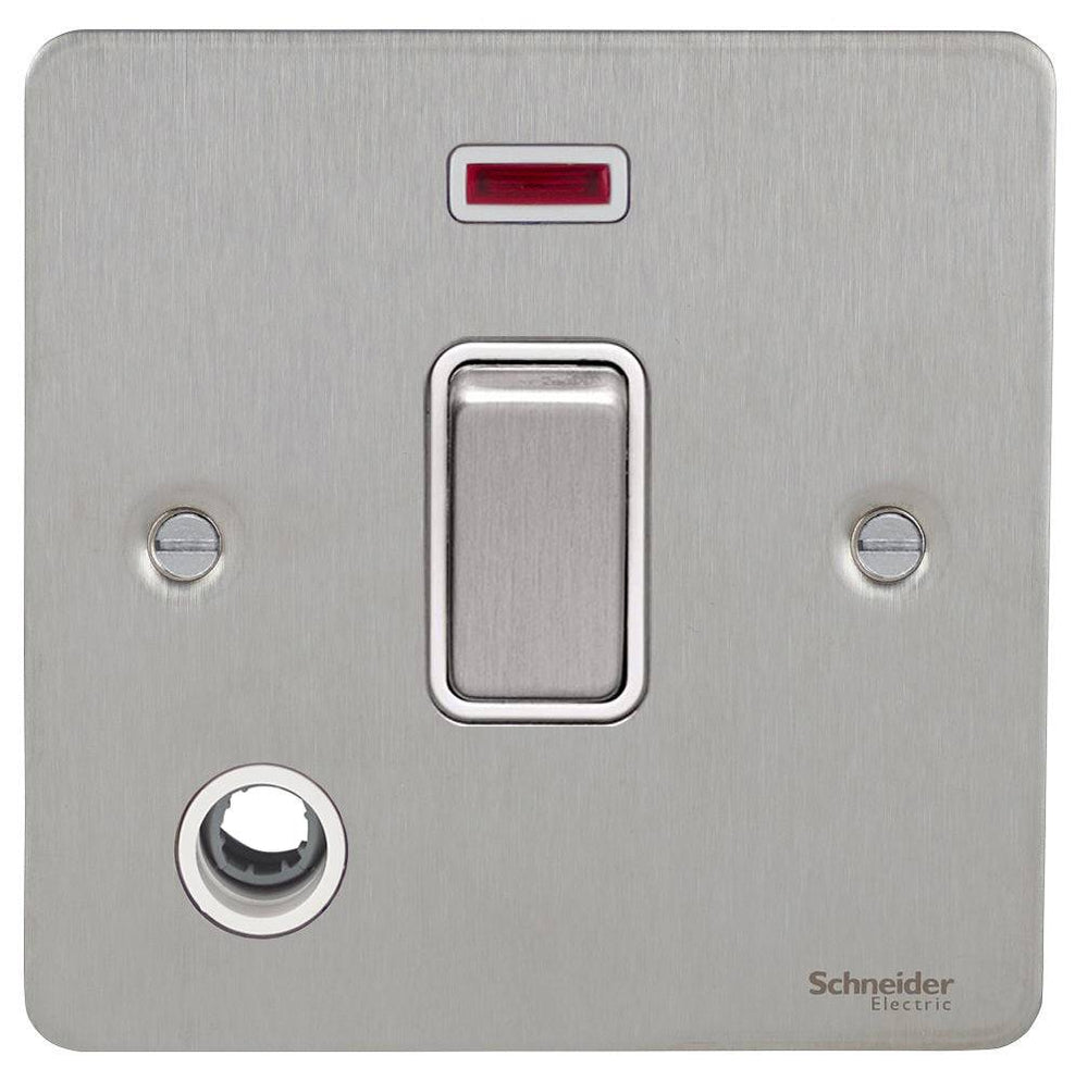 Schneider Ultimate Flat Plate Stainless Steel 20A Double Pole Switch ...