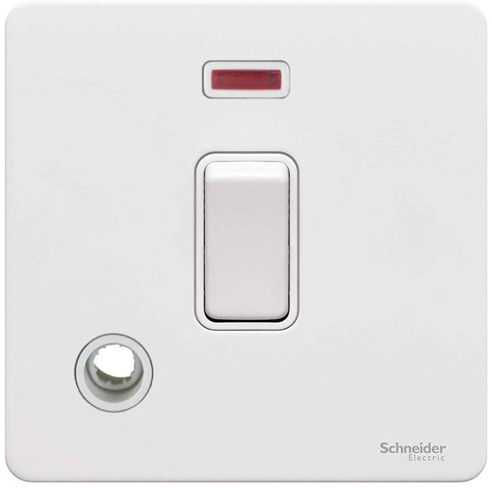Schneider Ultimate Screwless White Metal 20A Double Pole Switch with ...