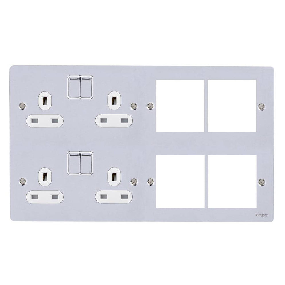 Schneider Ultimate Flat Plate Polished Chrome 13A Double Socket ...