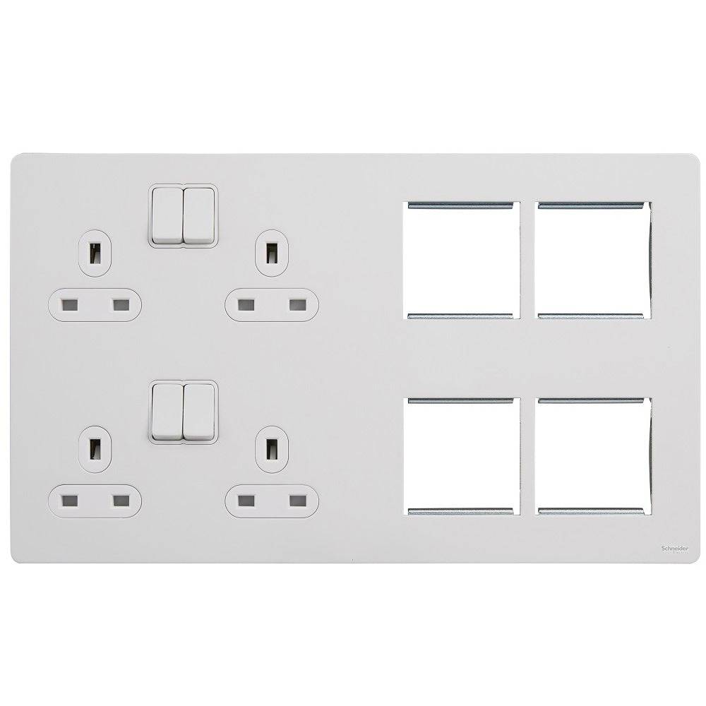 Schneider Ultimate Screwless White Metal Double Socket Combination ...