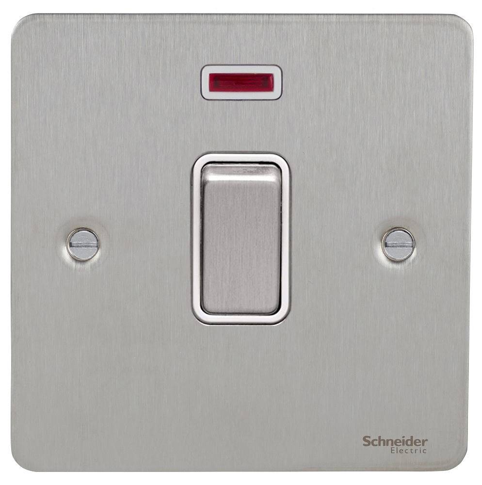 Schneider Ultimate Flat Plate Stainless Steel 32A DP Control Switch ...