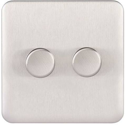 Schneider Lisse Deco Stainless Steel 2G 2W LED 150W Dimmer Switch ...