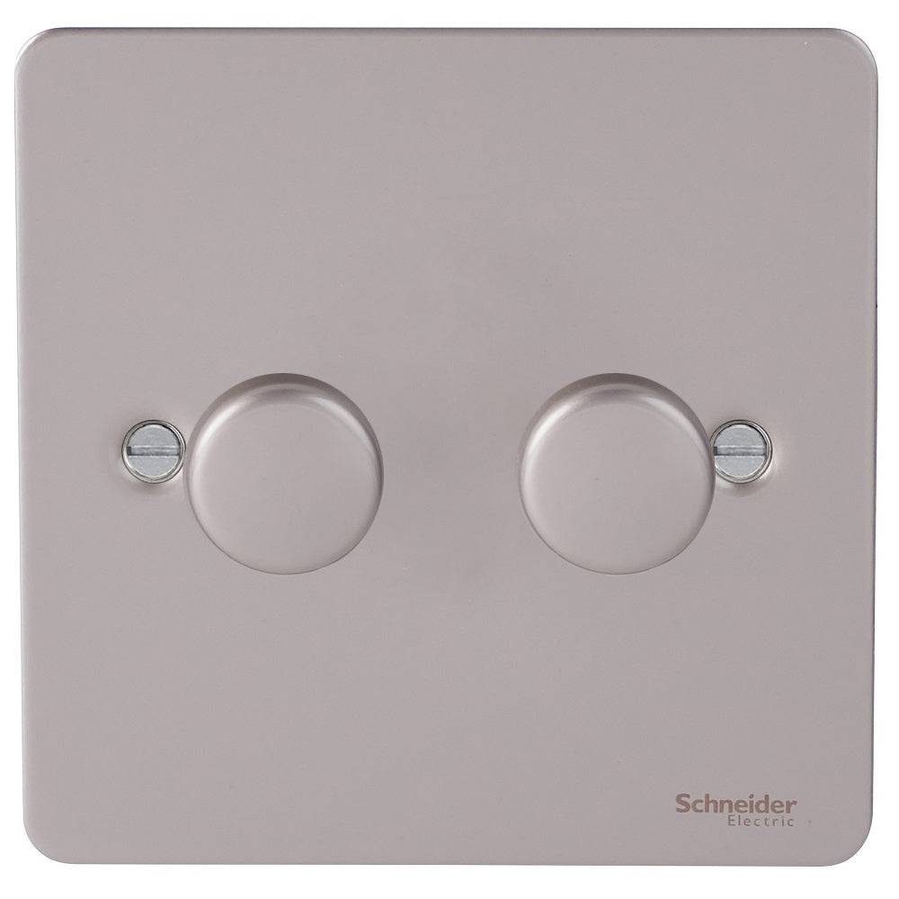 Schneider Ultimate Flat Plate Pearl Nickel 2G 2W 250W Dimmer Switch ...