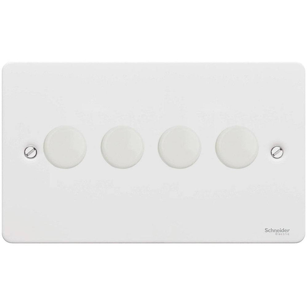Schneider Ultimate Flat Plate White Metal 4G 2W 250W Dimmer Switch ...