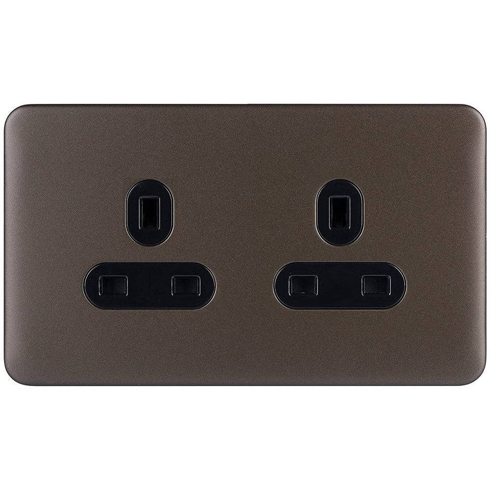 Schneider Lisse Deco Mocha Bronze 13A Double Unswitched Socket ...