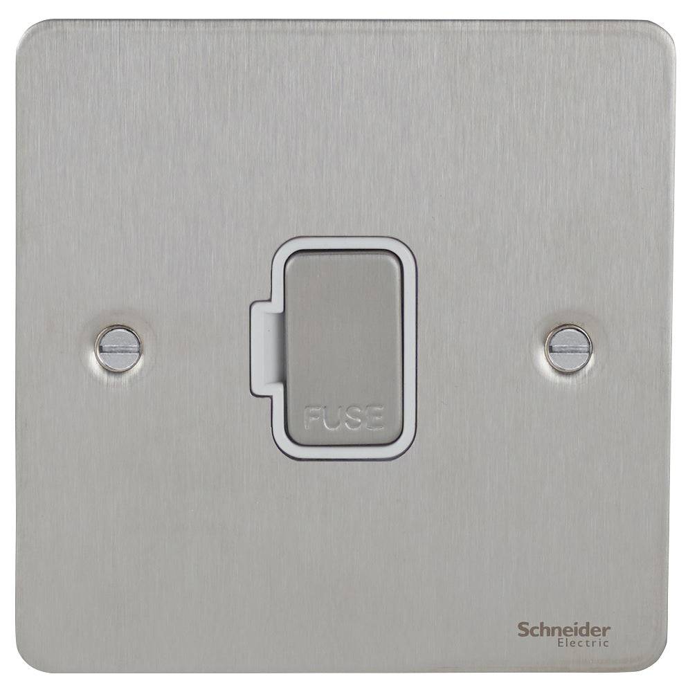 Schneider Ultimate Flat Plate Stainless Steel 13A Unswitched Spur ...