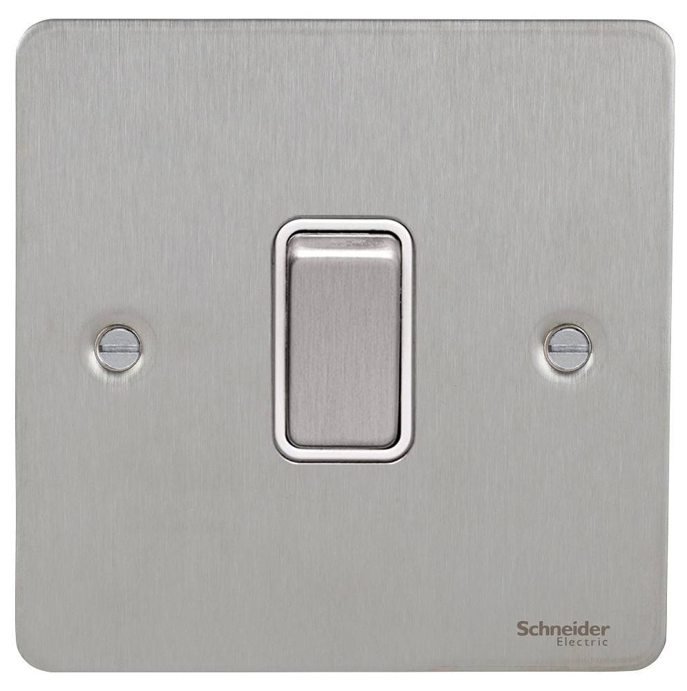 Schneider Ultimate Flat Plate Stainless Steel 1G 2W Light Switch ...