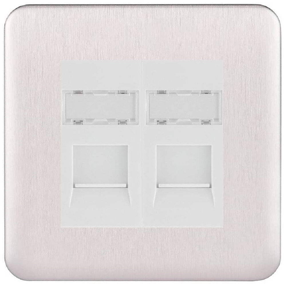 Schneider Lisse Deco Stainless Steel Double RJ45 Cat5E Data Outlet ...