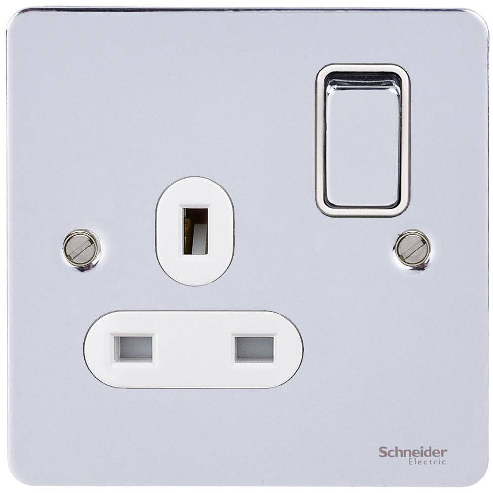 Schneider Ultimate Flat Plate Polished Chrome 13A DP Single Socket ...