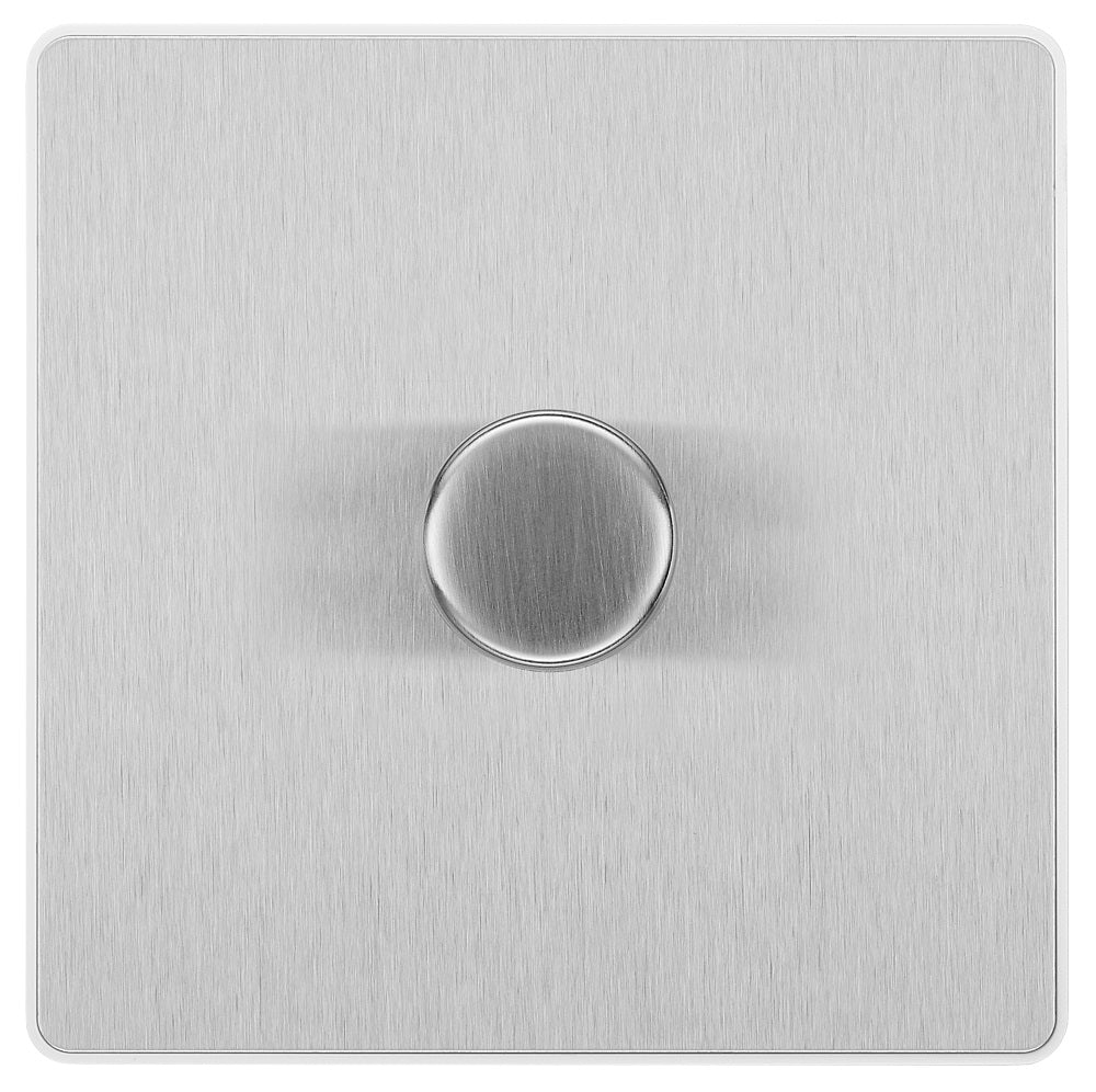 BG Evolve Brushed Steel 1G Dimmer Switch PCDBS81W | RS Electrical Supplies