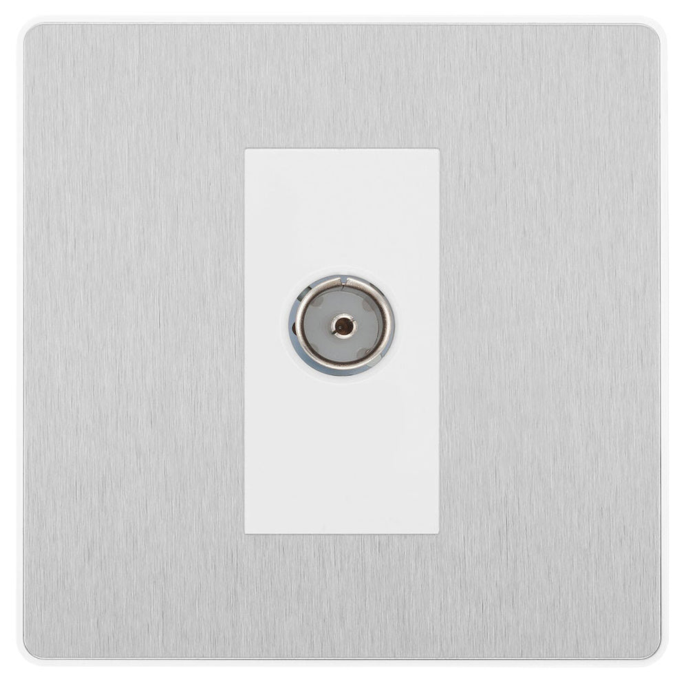 BG Evolve Brushed Steel Co-axial Socket PCDBS60W | RS Electrical Supplies